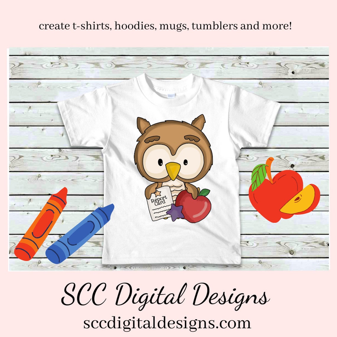 Cute Owls School Days Clipart Set, Owl With Pencil, Crayons, Glue ...