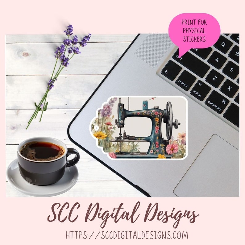Sewing Machine PNG Digital Sticker Pack, Pre-cropped Print and Cut ...