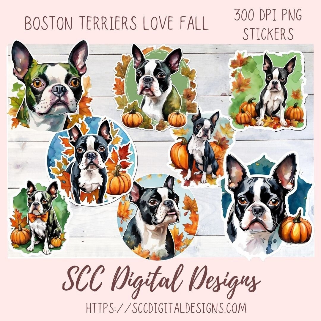 Boston Terrier Stickers for Digital & Paper Planners, Cute Dog Decal ...