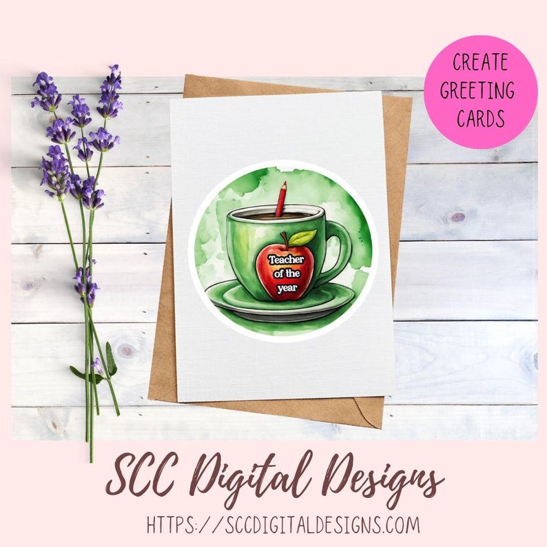 Teacher Clipart, Digital PNG Bundle, Print & Cut Sticker Set, Coffee ...