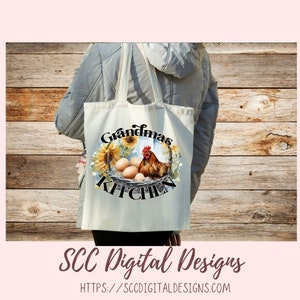 Grandma's Kitchen PNG, Sublimation Chicken With Eggs & Sunflowers Clip ...