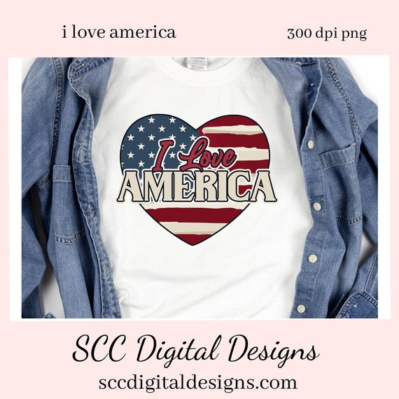 I Love America Clipart american Flag Heart Create Patriotic | Etsy