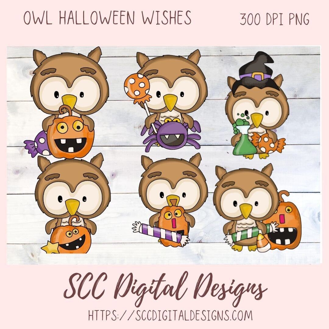 Halloween Owl Clipart for Commercial Use, Cute Halloween Png for Card ...