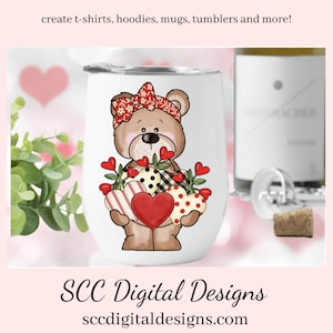 Valentine's Day Bear Clipart Collection: Red Hearts, Chocolate Candies ...