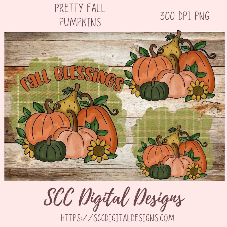 Fall Blessings Clipart, Pretty Fall Pumpkins & Sunflowers PNG ...
