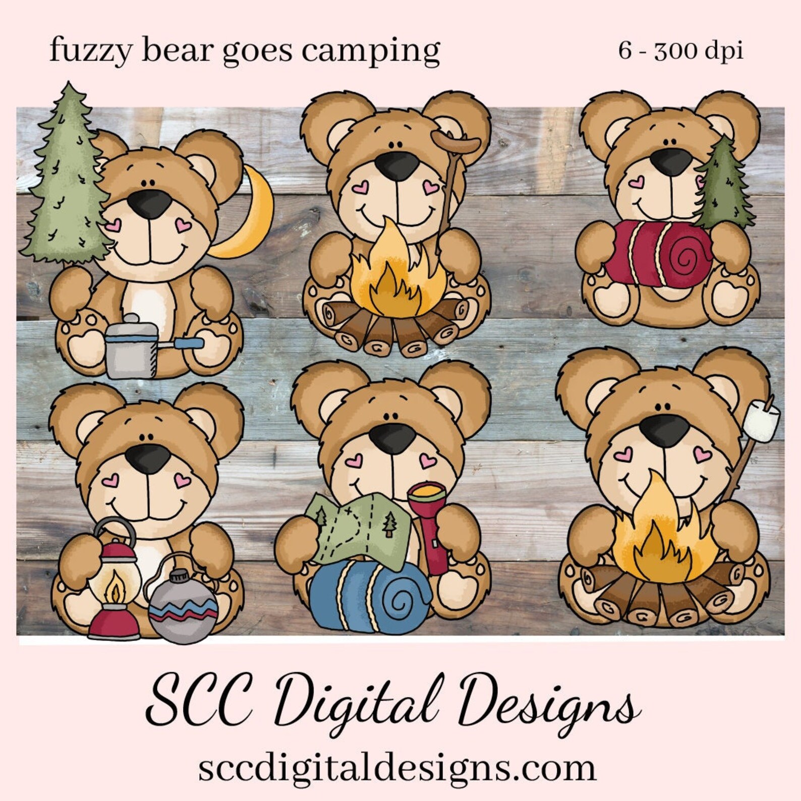 Camping Bear PNG, Tent, Sleeping Bag, Camp Fire, Lantern, DIY Gift for ...