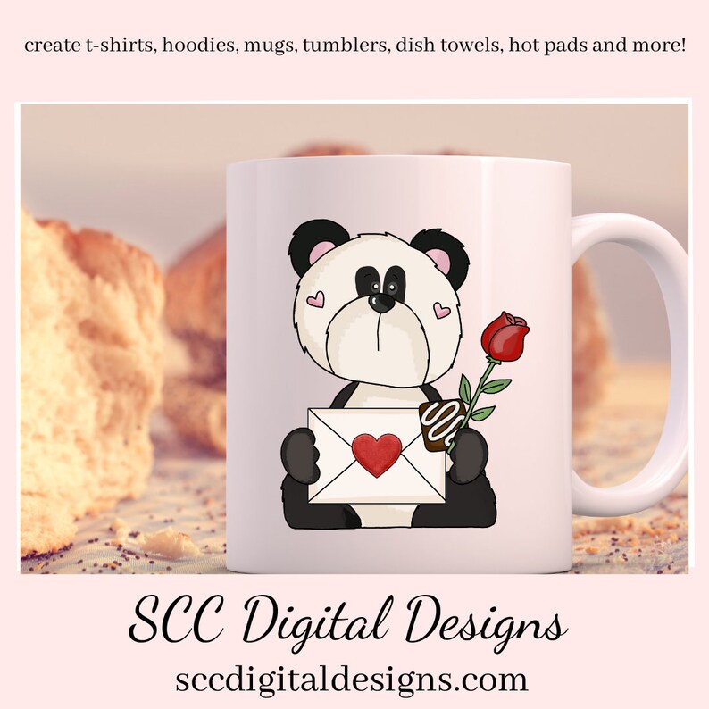 Panda PNG, Panda Bear Valentine's Clipart for Cards, DIY Gift for Her ...