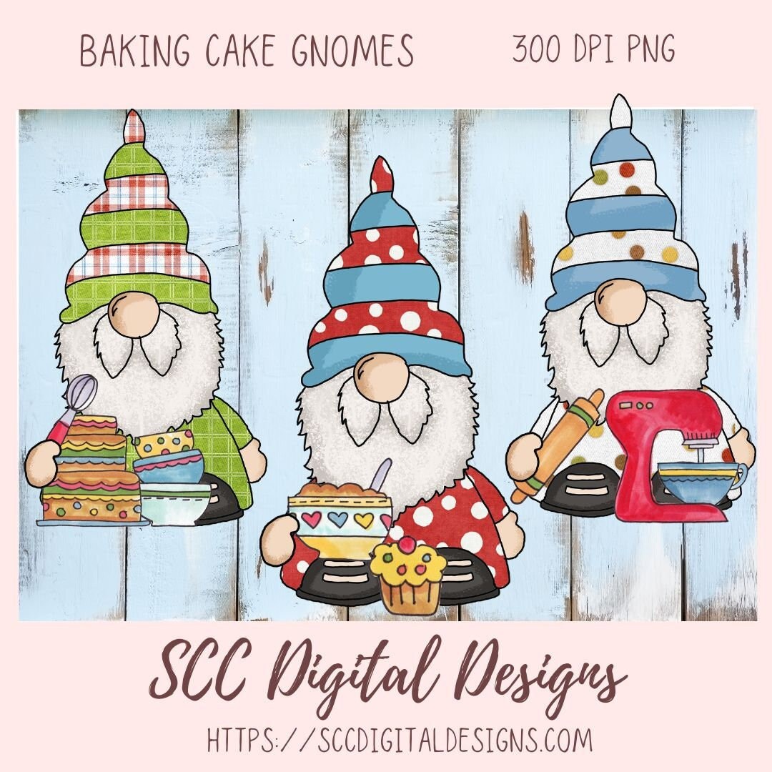 Baking Gnomes Png Designs for Stickers Kitchen Mixer Decals, Kitchen ...