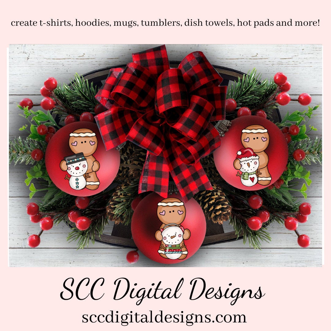 Gingerbread PNG, Snowman Snowmen, Santa Hat, DIY Gift for Her, Instant ...
