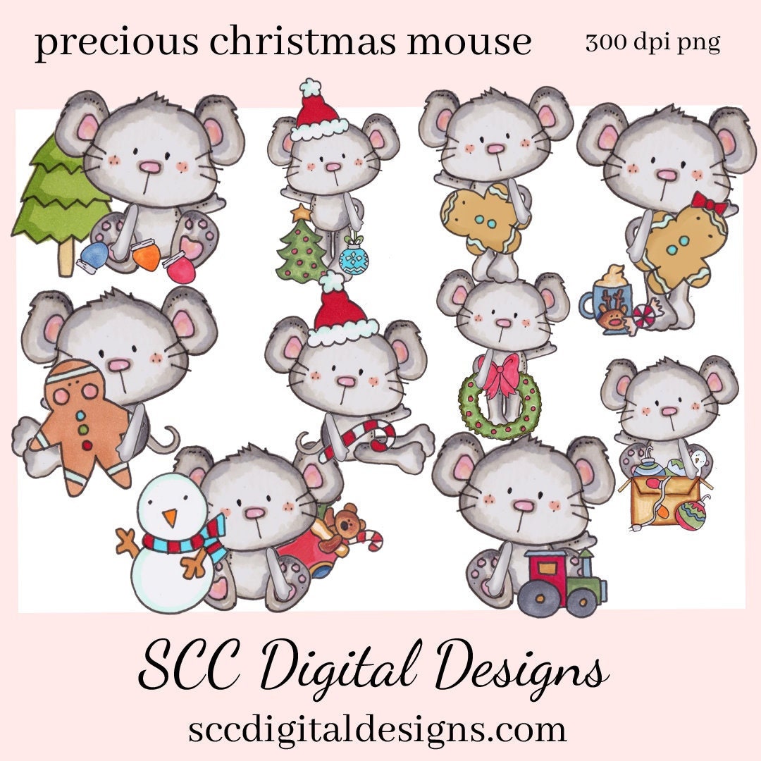 Christmas Mouse Clipart, Snowman PNG, Gingerbread, Reindeer, Xmas Tree ...
