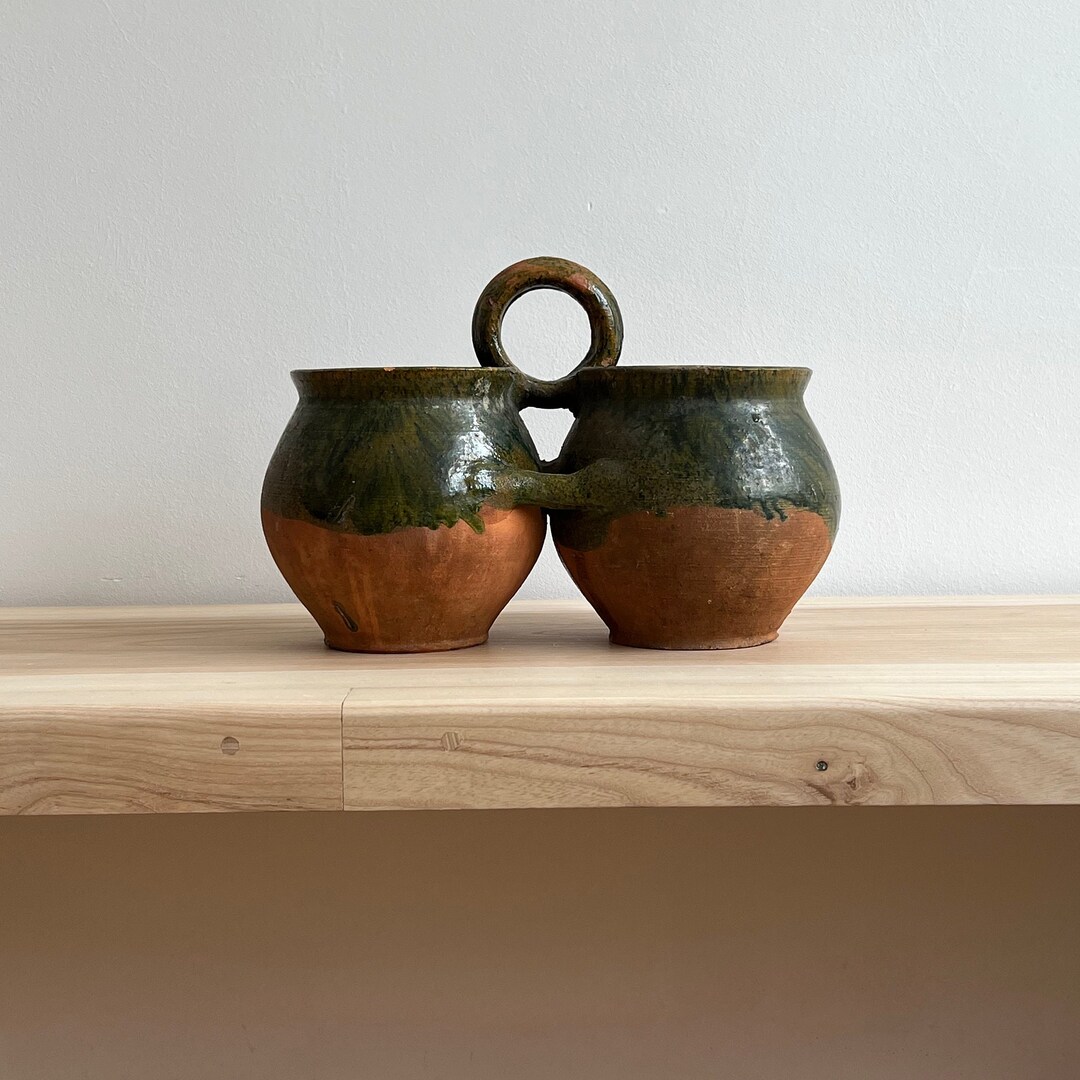 Double Clay Pot, Double Vase, Wabi Sabi Ceramics Vase, Antique Pottery ...