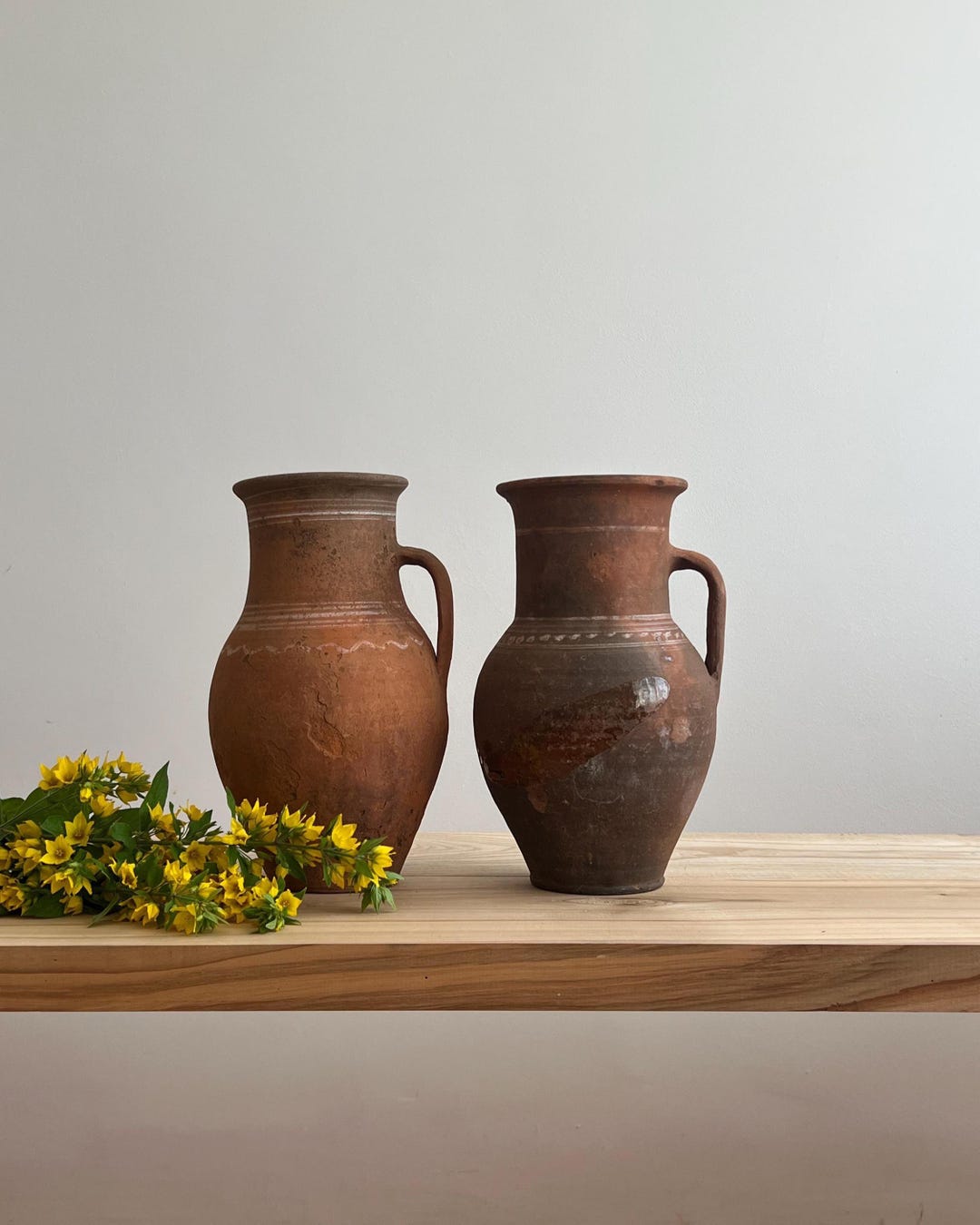Vintage Terracotta Jug With Handle, European Earthenware Pottery - Etsy