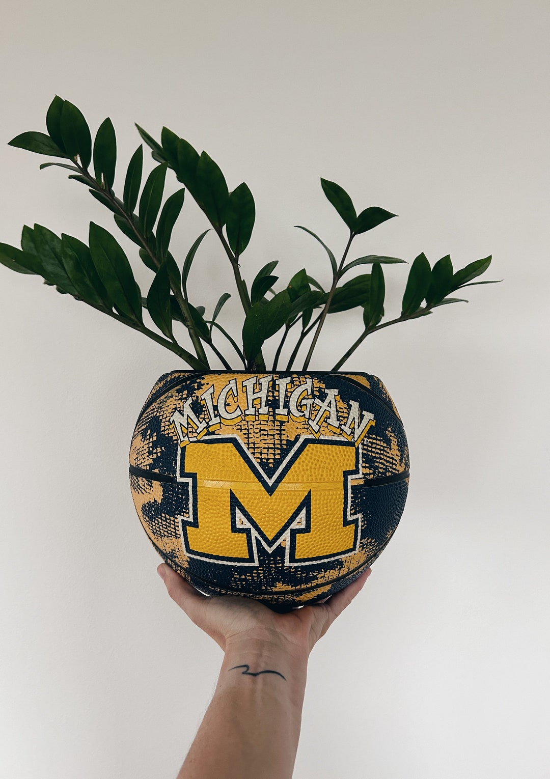 Vintage University of Michigan Basketball Planter / Basketball Planter ...