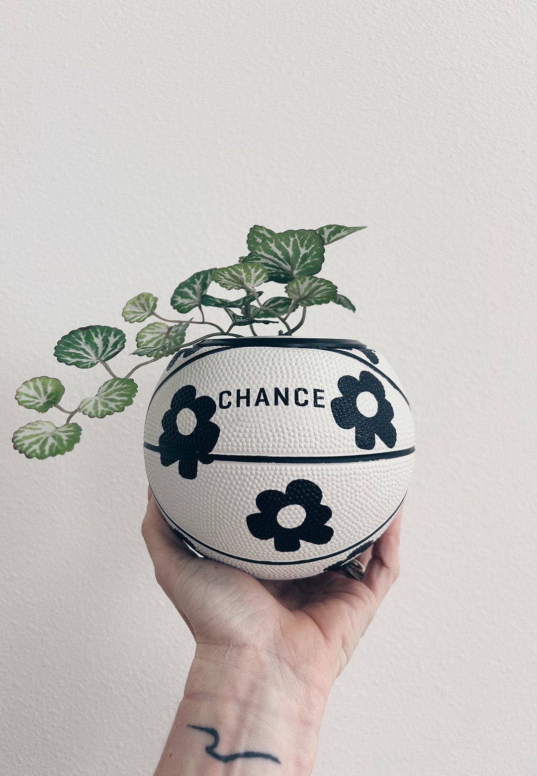 Basketball Planter / Mini Basketball With Stand / Sport Plant Holder ...