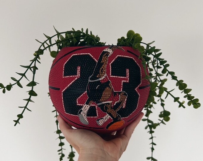 Michael Jordan Planter/ Vintage Basketball / Basketball Plant Holder ...
