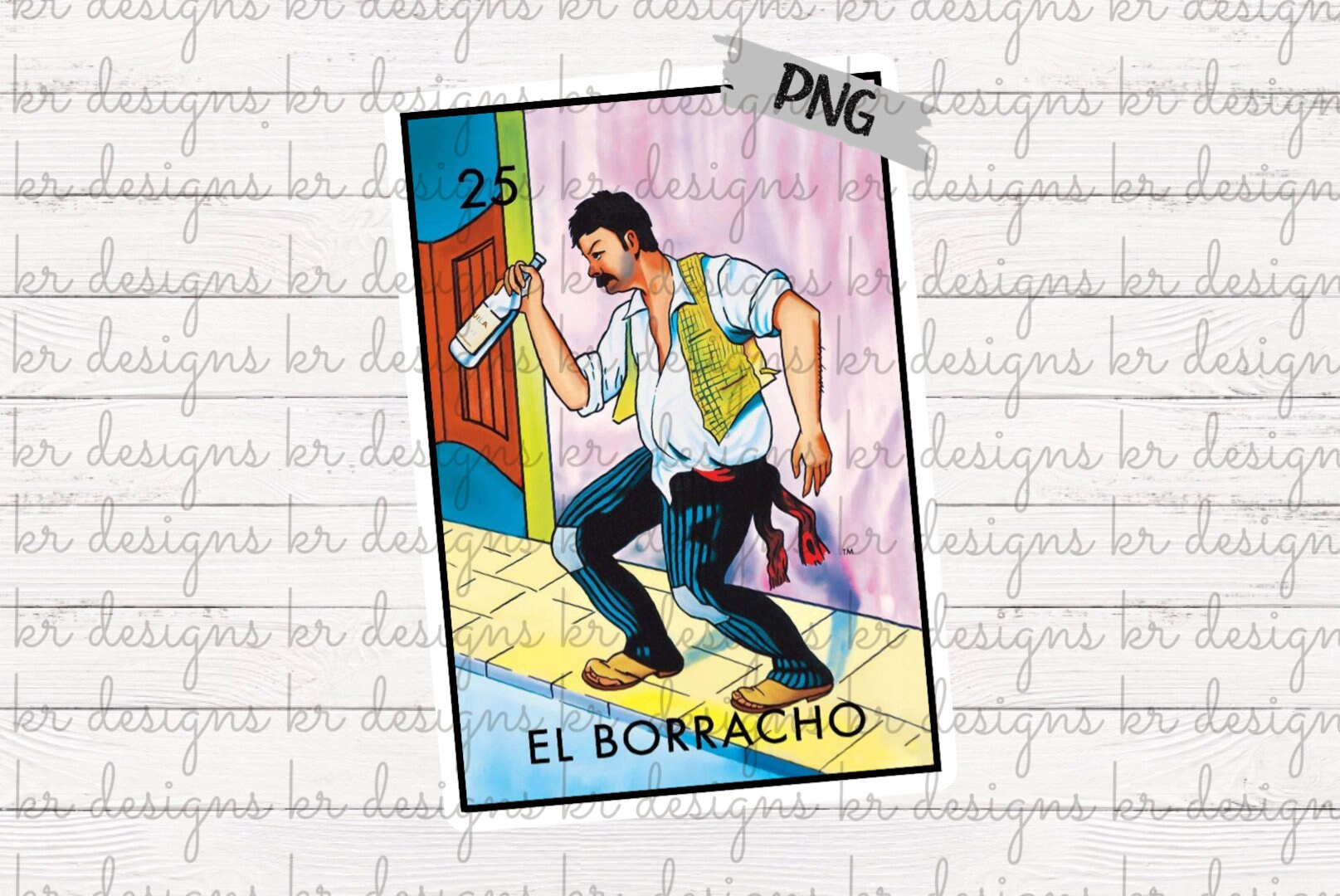El Borracho Loteria Card PNG | Etsy