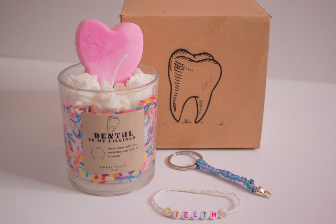 Dental Gift Set | Dental Hygiene | Candle, Tooth Keychain, Beaded ...