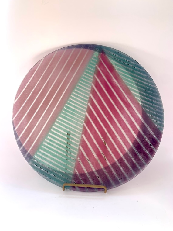 Sherry Schuster Artist Signed Fused Art Glass Display Plate | Etsy