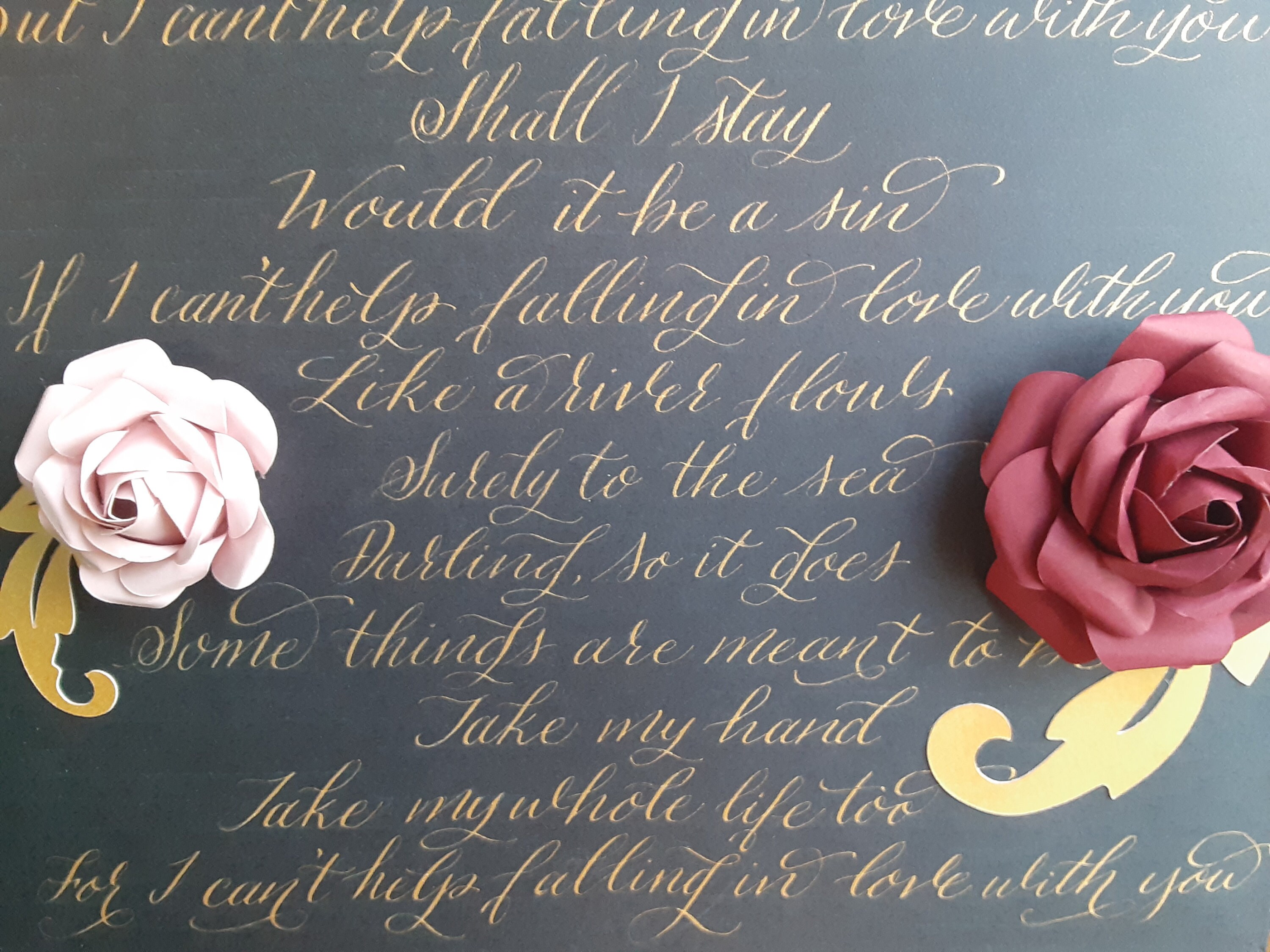 Custom Calligraphy Song Lyrics, Calligraphy Wedding Vows, Letter, Poem ...