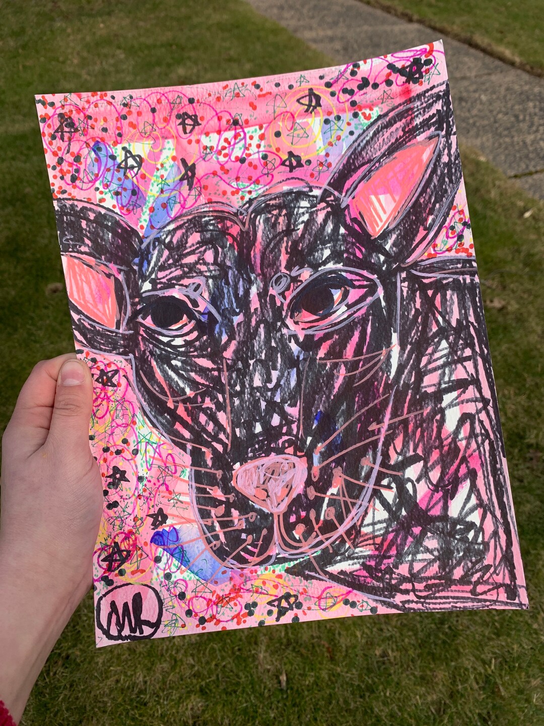 Delilah the Dog - Original Marker Drawing on Paper - Etsy