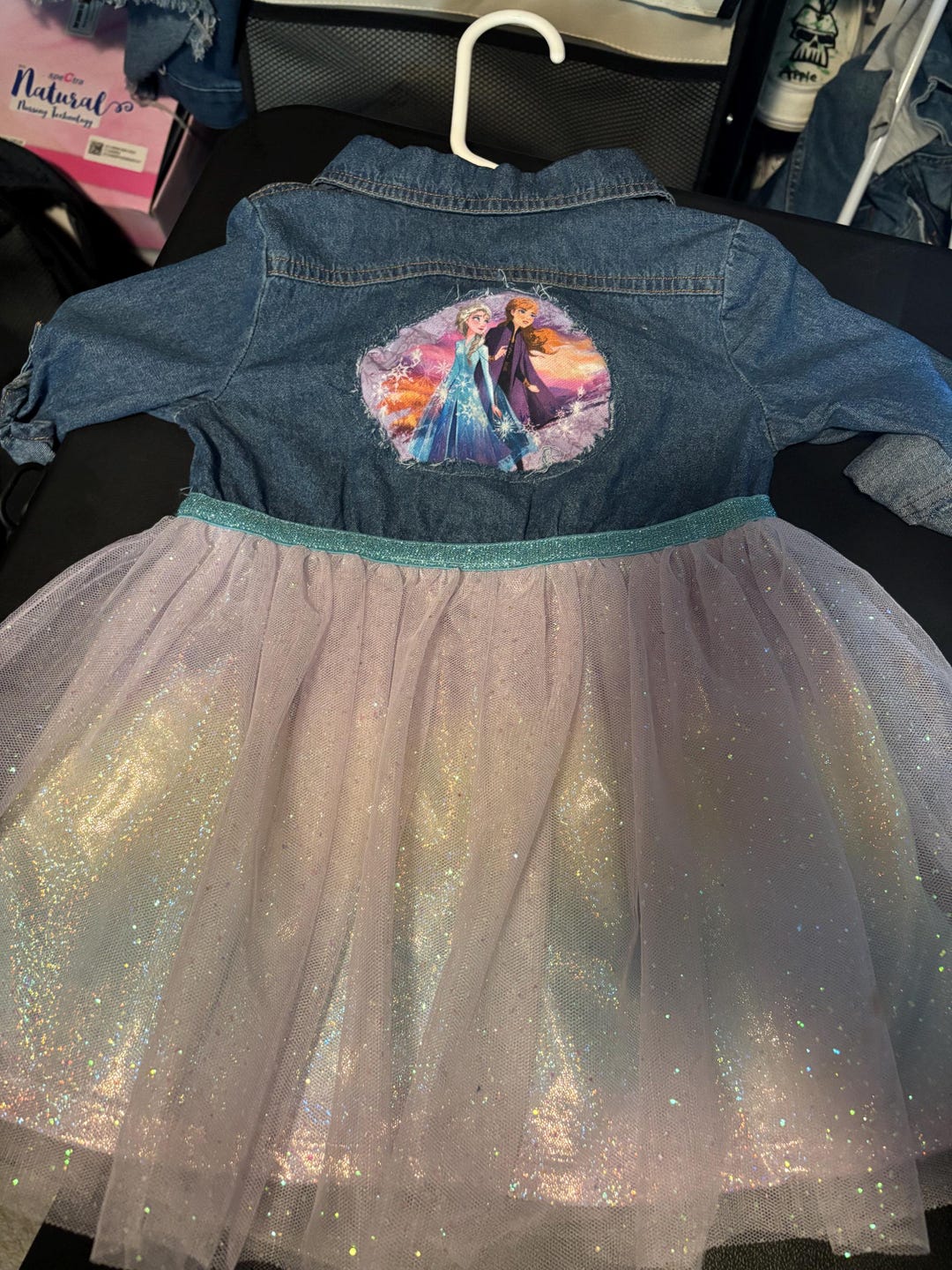 Frozen Elsa & Anna Denim Fabric Patchwork Sewn Jean/toole Dress - Etsy