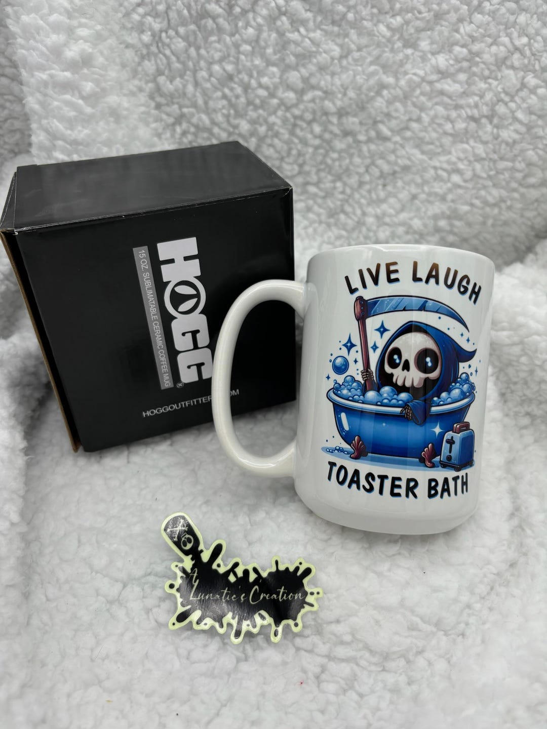 Live Laugh Toaster Bath Cute Grim Reaper - 15oz Sublimated Ceramic ...