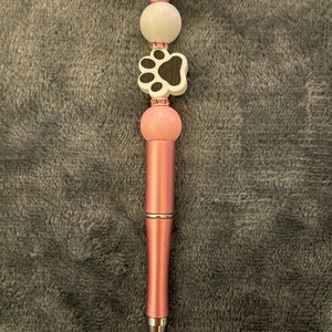 Paw Print Beaded Pens - Beaded Pens With Focal Beads - Ballpoint Black ...
