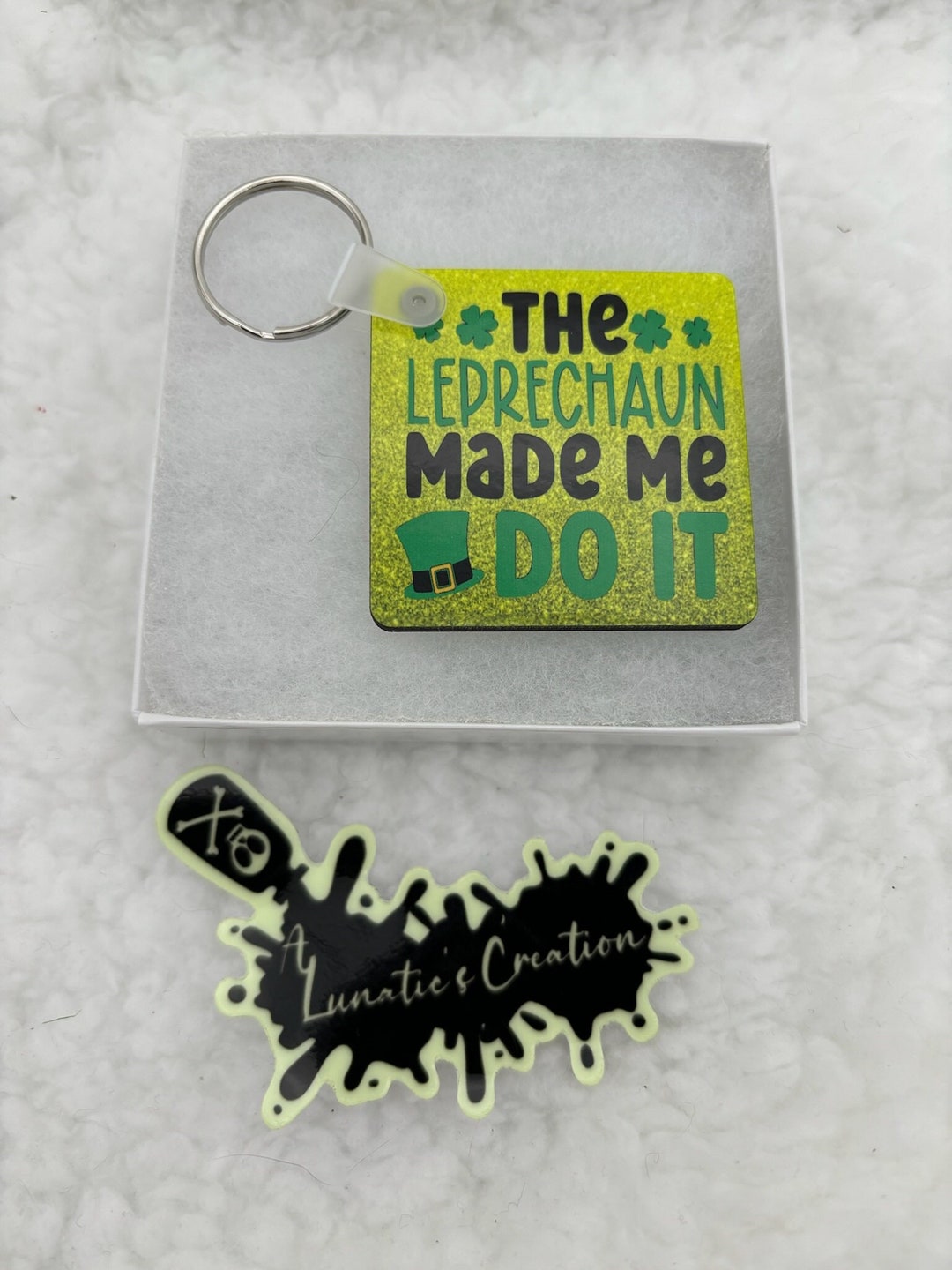 The Leprechaun Made Me Do It Sublimated Key Chains - St. Patricks Day ...