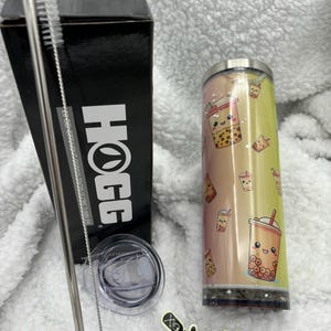 Cute Kawaii Boba Tea 20oz Straight Snowglobe Glitter Tumbler - Boba ...