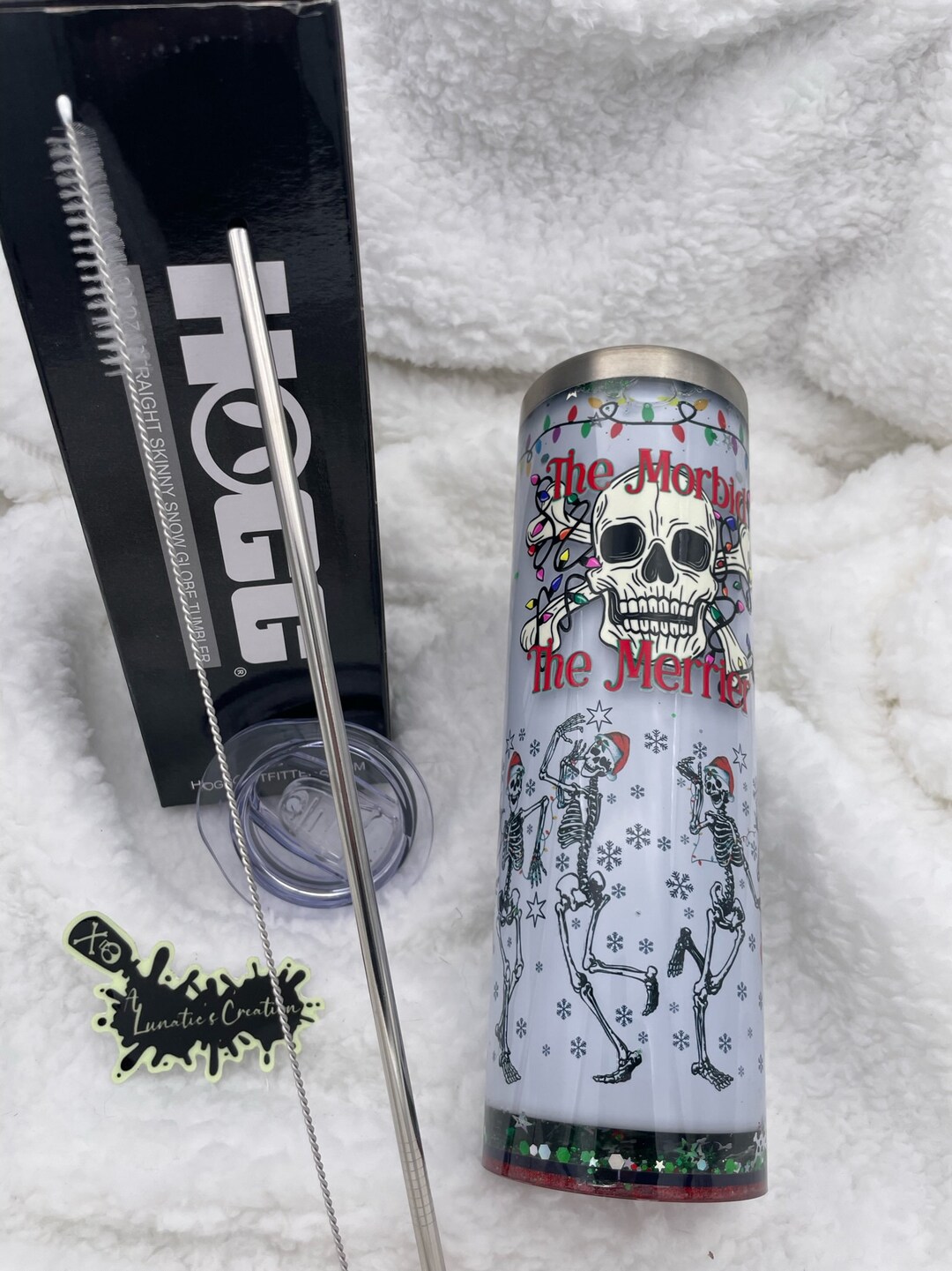 Morbid Christmas Glitter Snowglobe Sublimated 20oz Straight Skinny ...