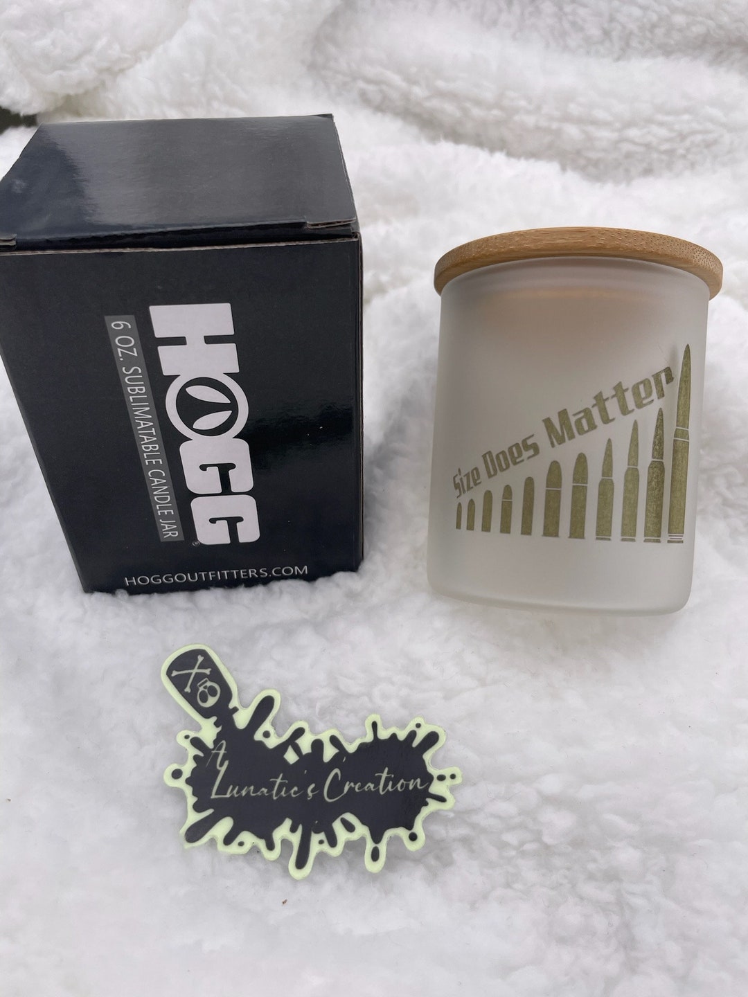 Size Does Matter 6oz Frosted Glass Trinket/ Candle Jar With Bamboo Lid ...