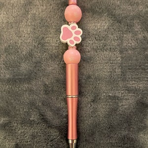 Paw Print Beaded Pens - Beaded Pens With Focal Beads - Ballpoint Black ...