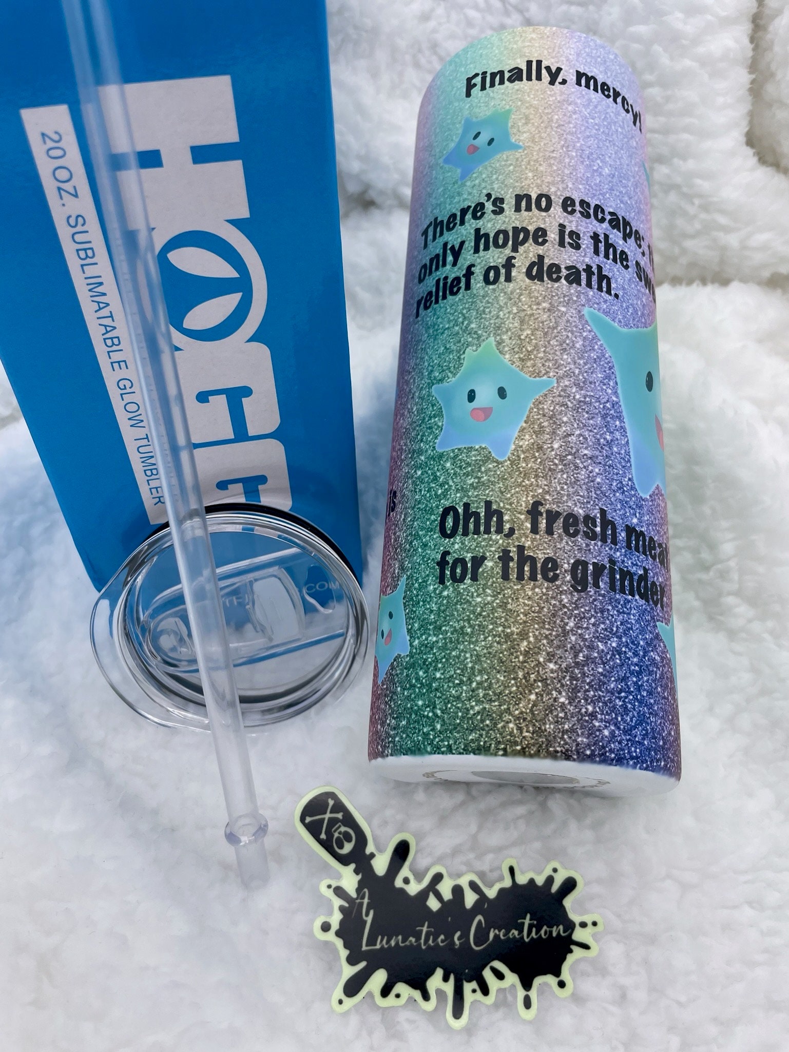 Lumalee Quotes Blue Glow Sublimated 20oz Straight Skinny Tumbler W ...