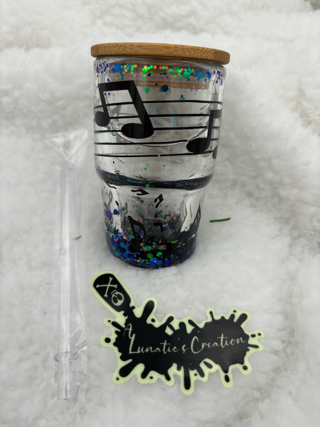 3oz Music Notes Glitter Globe Shot Glass Music Lover Shot Glass W ...