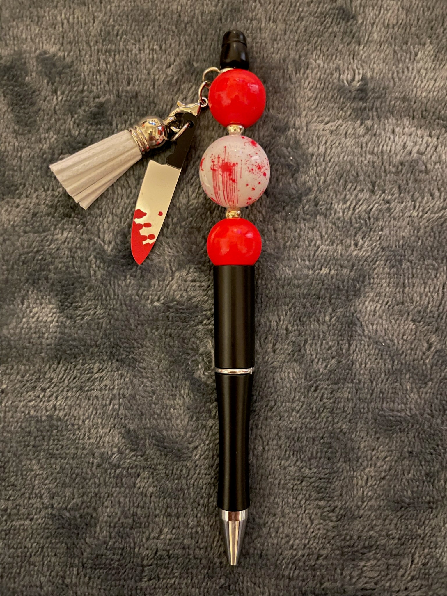 Horror Movie Beaded Pens Spooky Beaded Pens W/ Knife Charm - Etsy