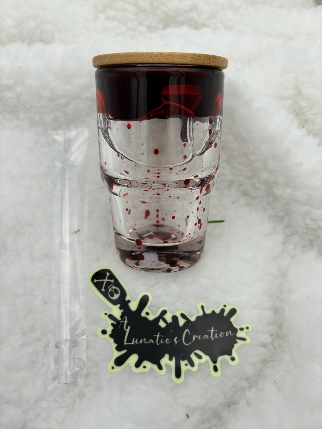 3oz Blood Drip Shot Glass - Red Lava Drip Shot Glass W/ Bamboo Lid and ...