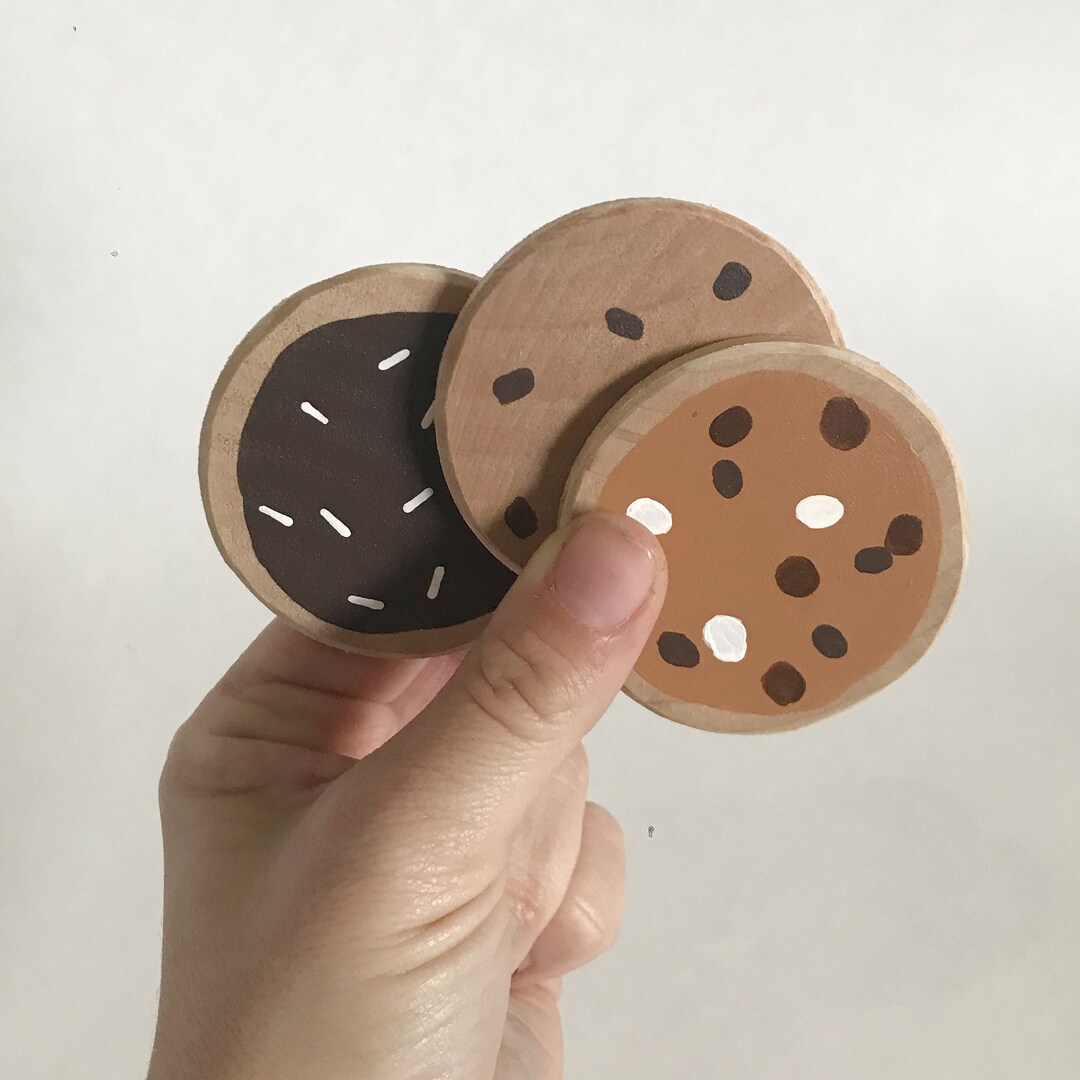 Set of THREE Wooden Toy Cookies for Pretend Play - Etsy