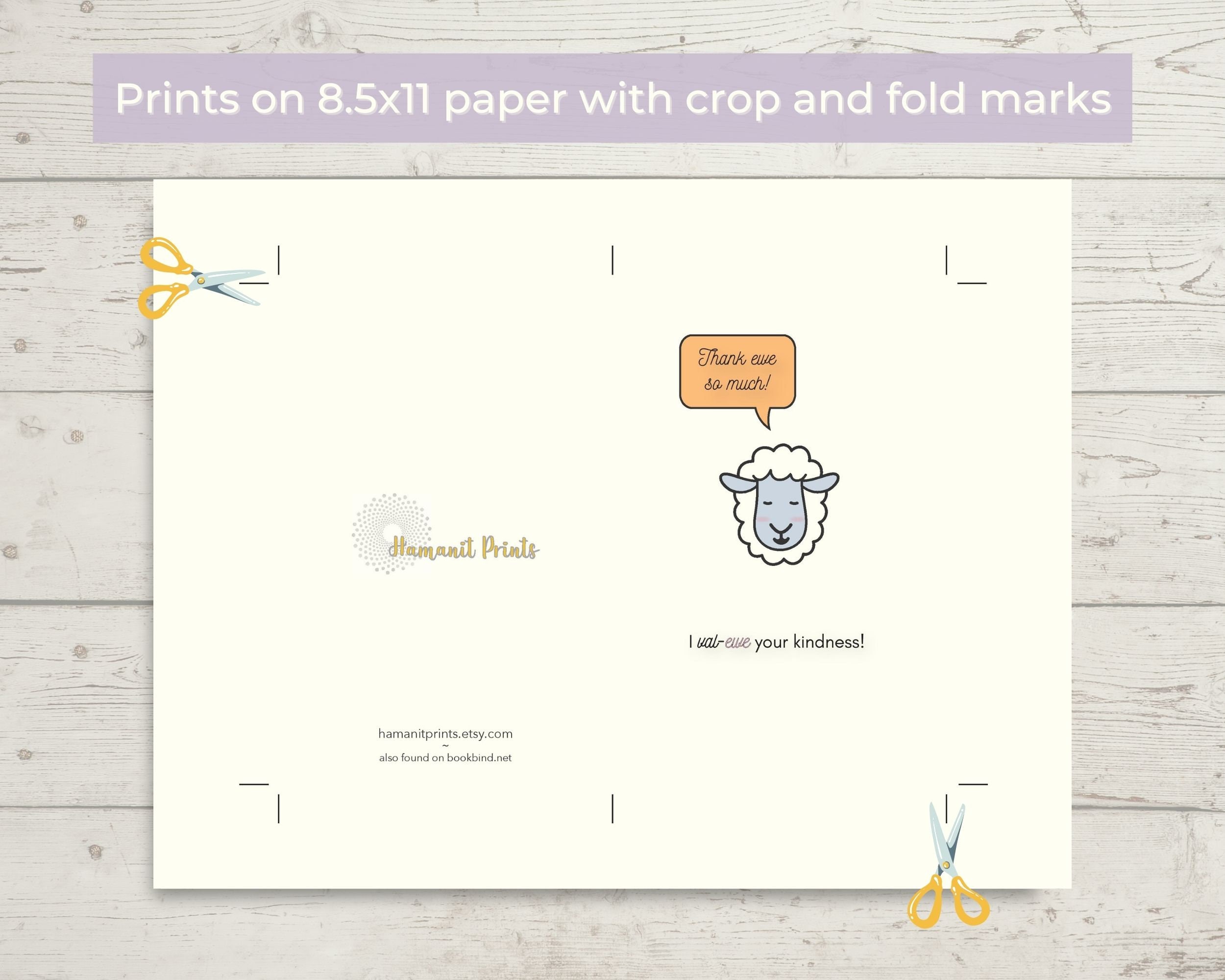 Printable Sheep Thank You Card - Etsy