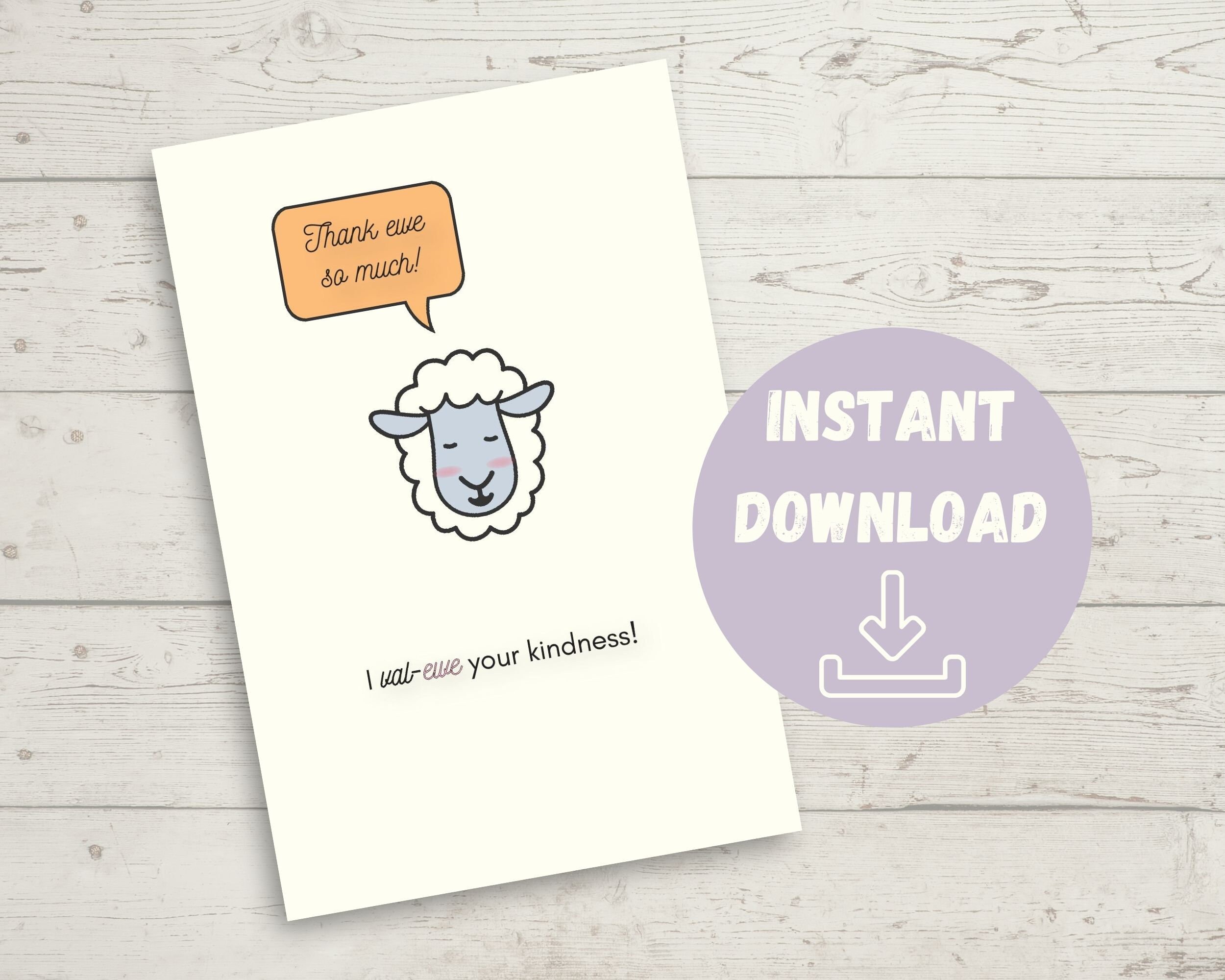 Printable Sheep Thank You Card - Etsy