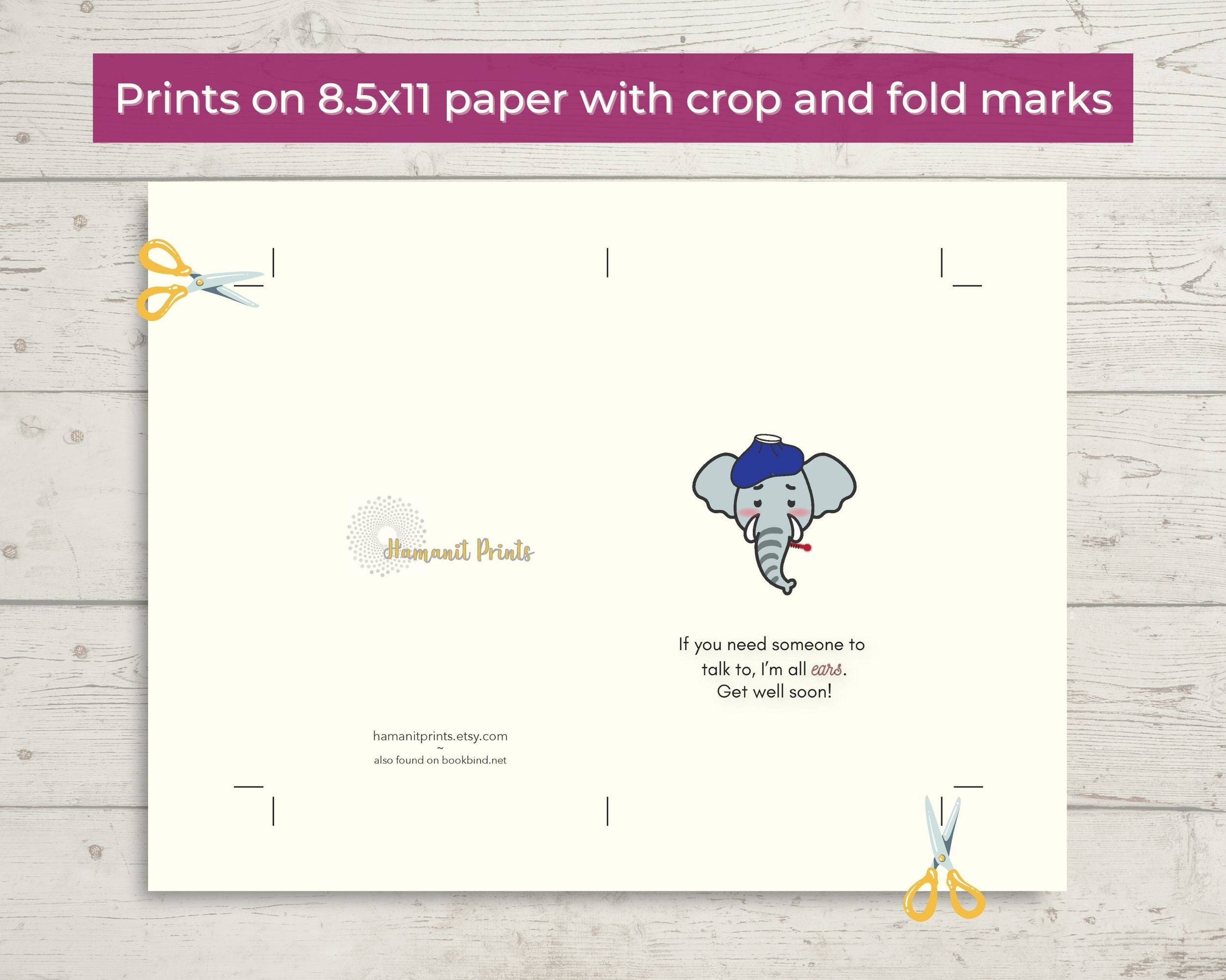 Printable Elephant Get Well Card - Etsy