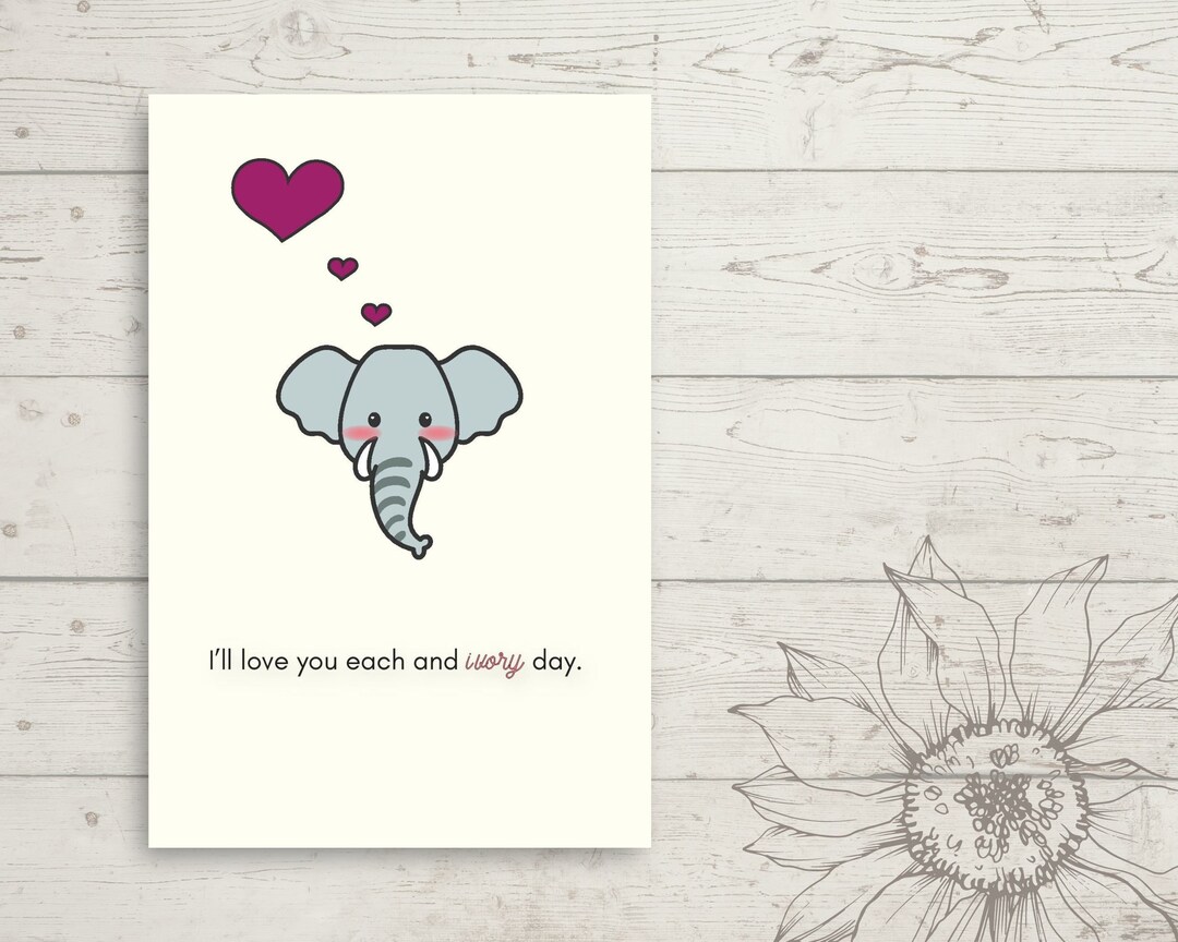 Printable Elephant Love You Card - Etsy