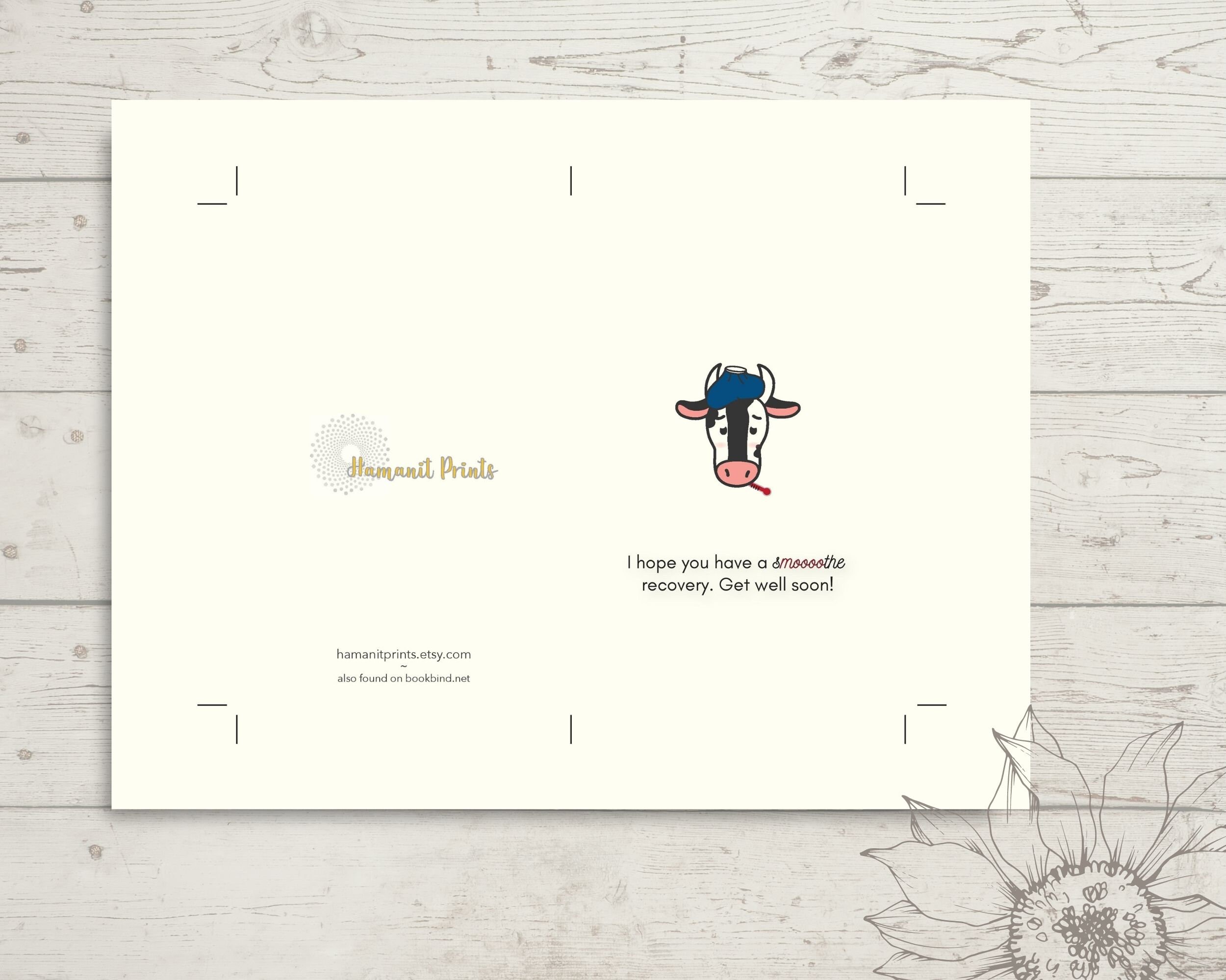 Printable Cow Get Well Card - Etsy