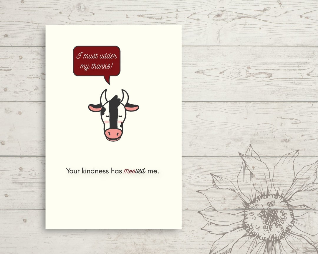 Printable Cow Thank You Card - Etsy