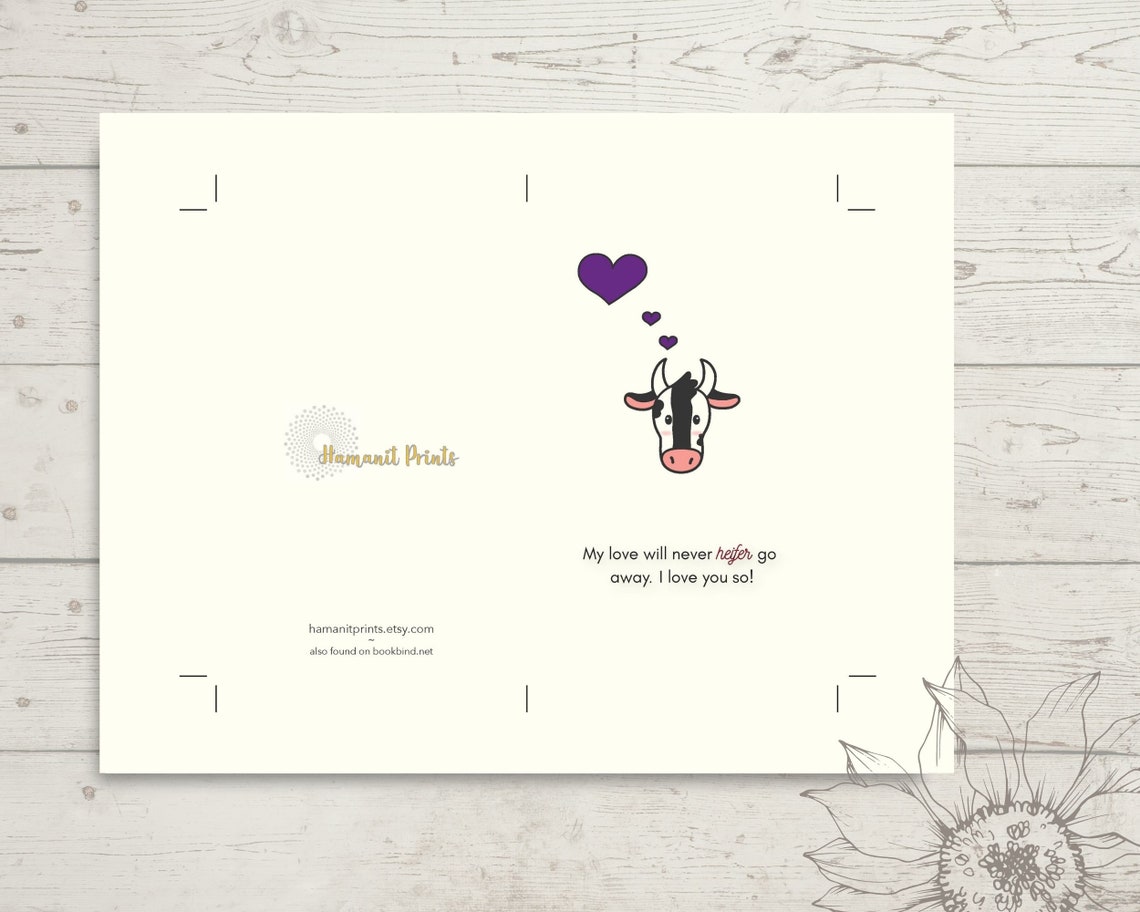 Printable Cow Love You Card - Etsy