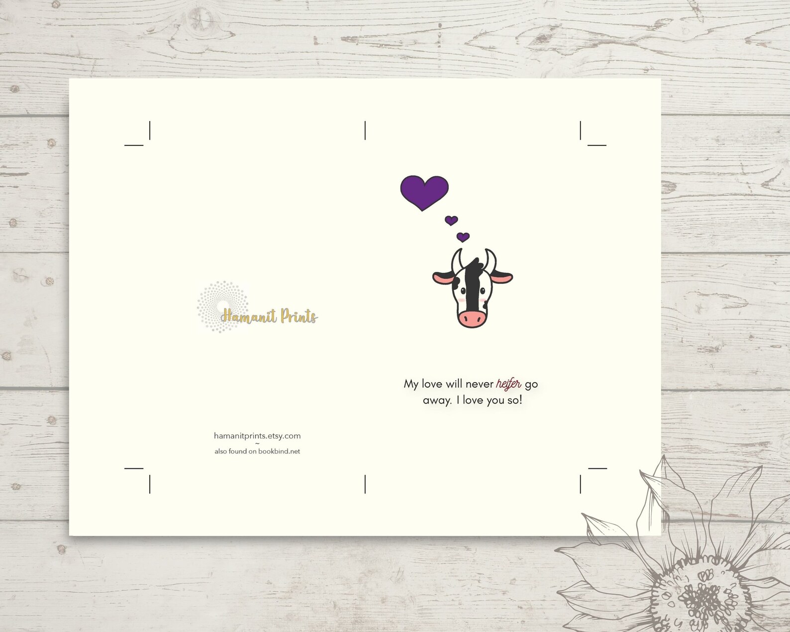 Printable Cow Love You Card - Etsy