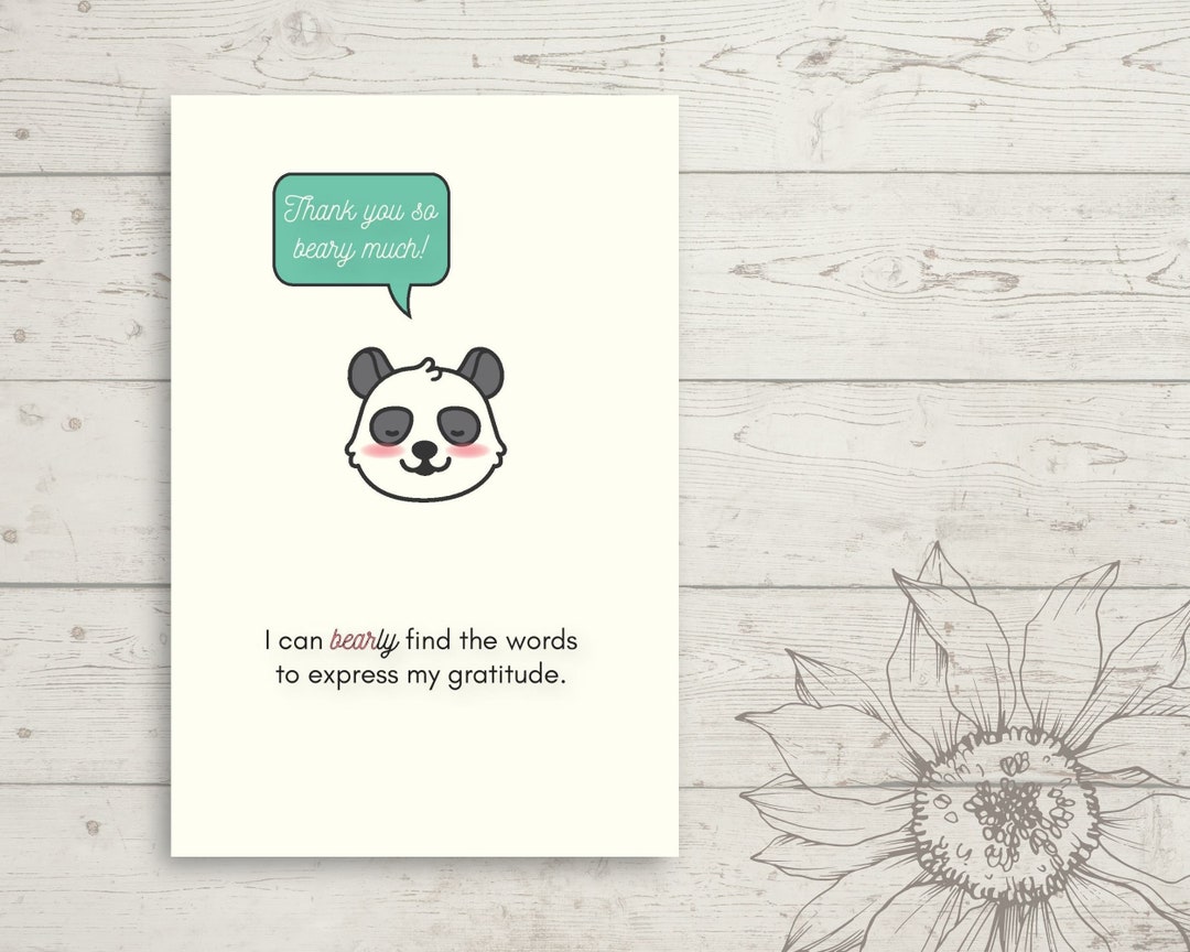 Printable Panda Bear Thank You Card - Etsy