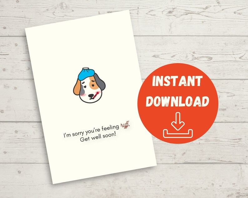 Printable Dog Get Well Card - Etsy