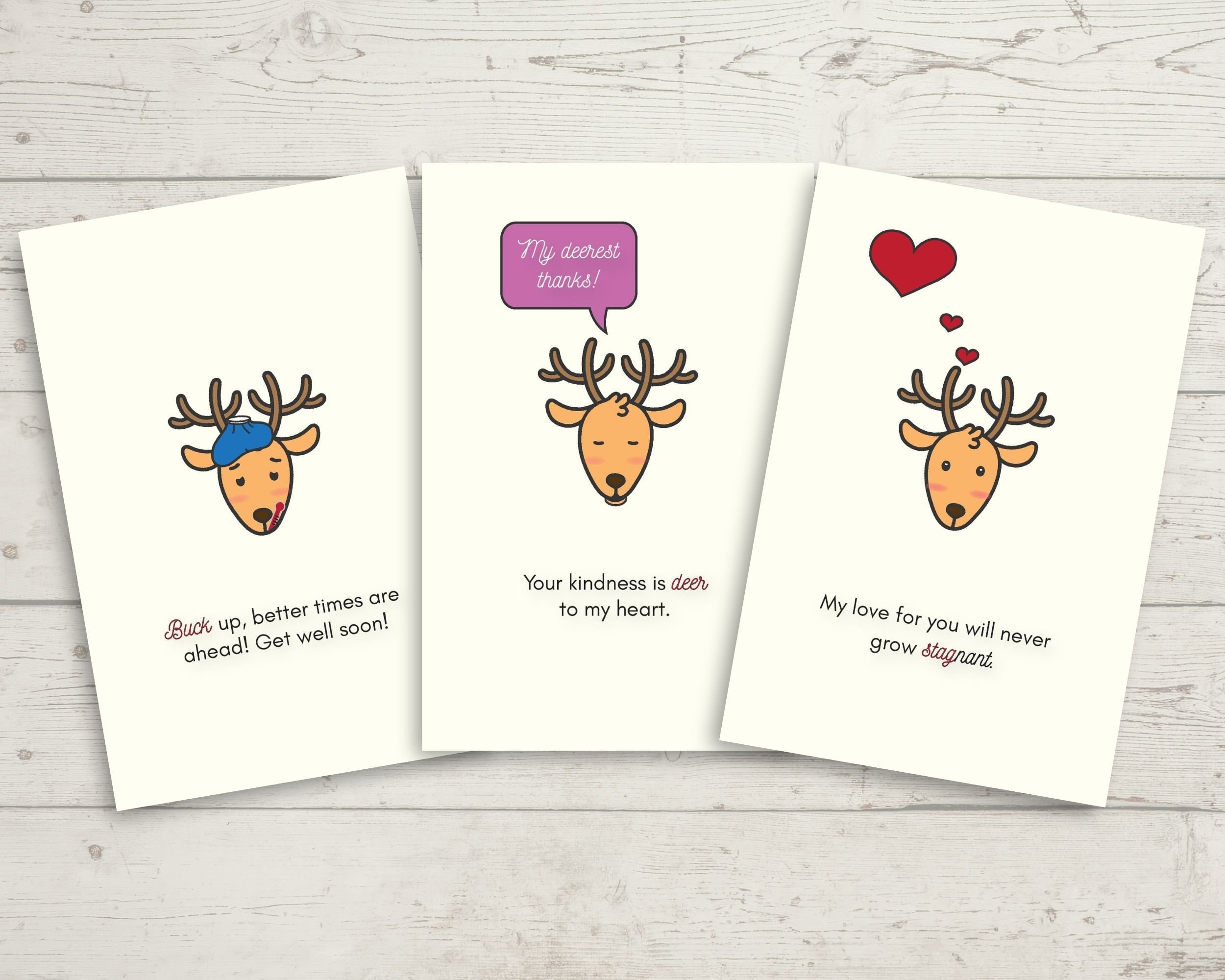 Printable Deer Pun Card Set - Etsy
