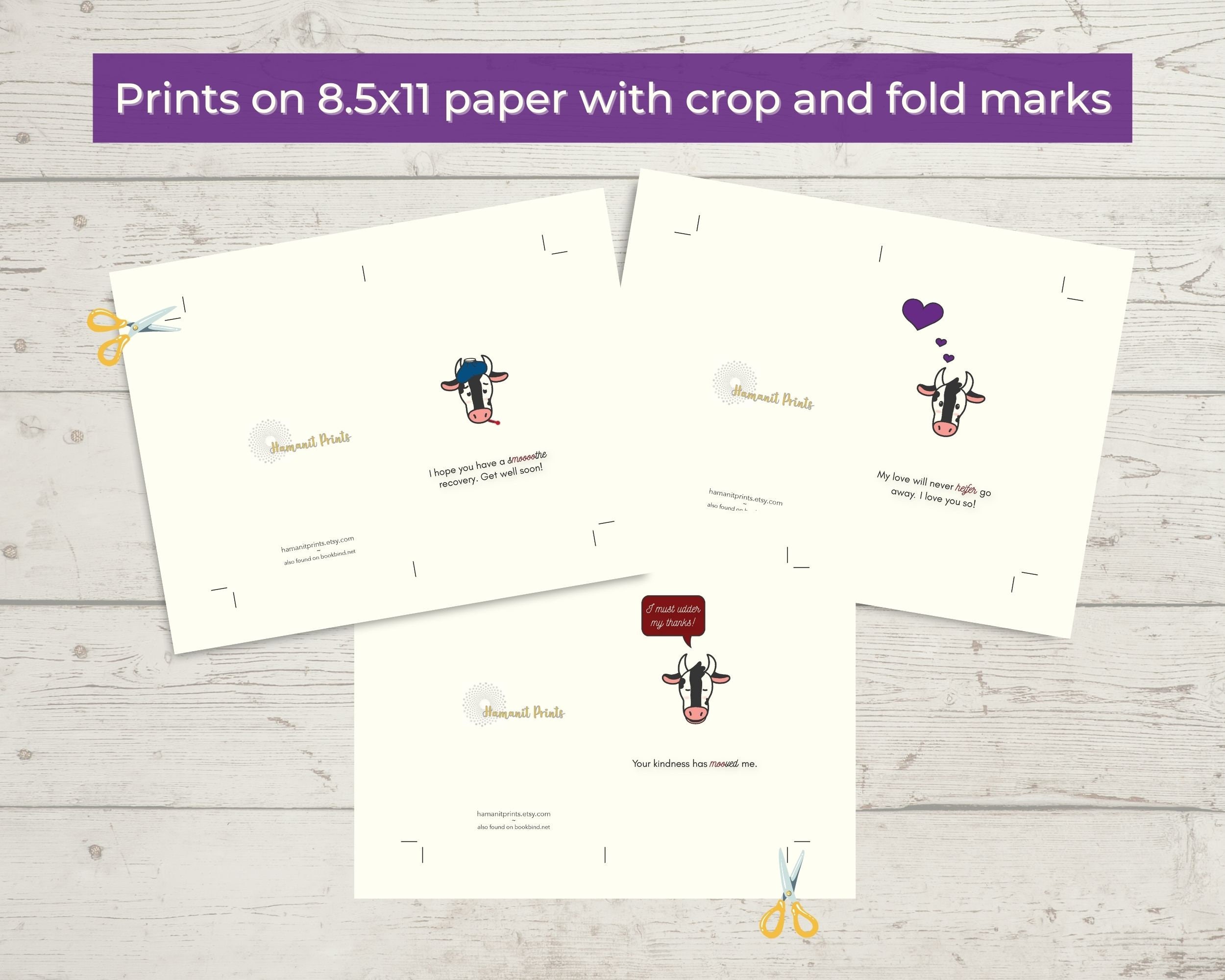 Printable Cow Pun Card Set - Etsy