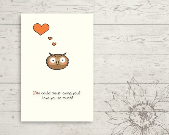 Printable Owl Love You Card - Etsy